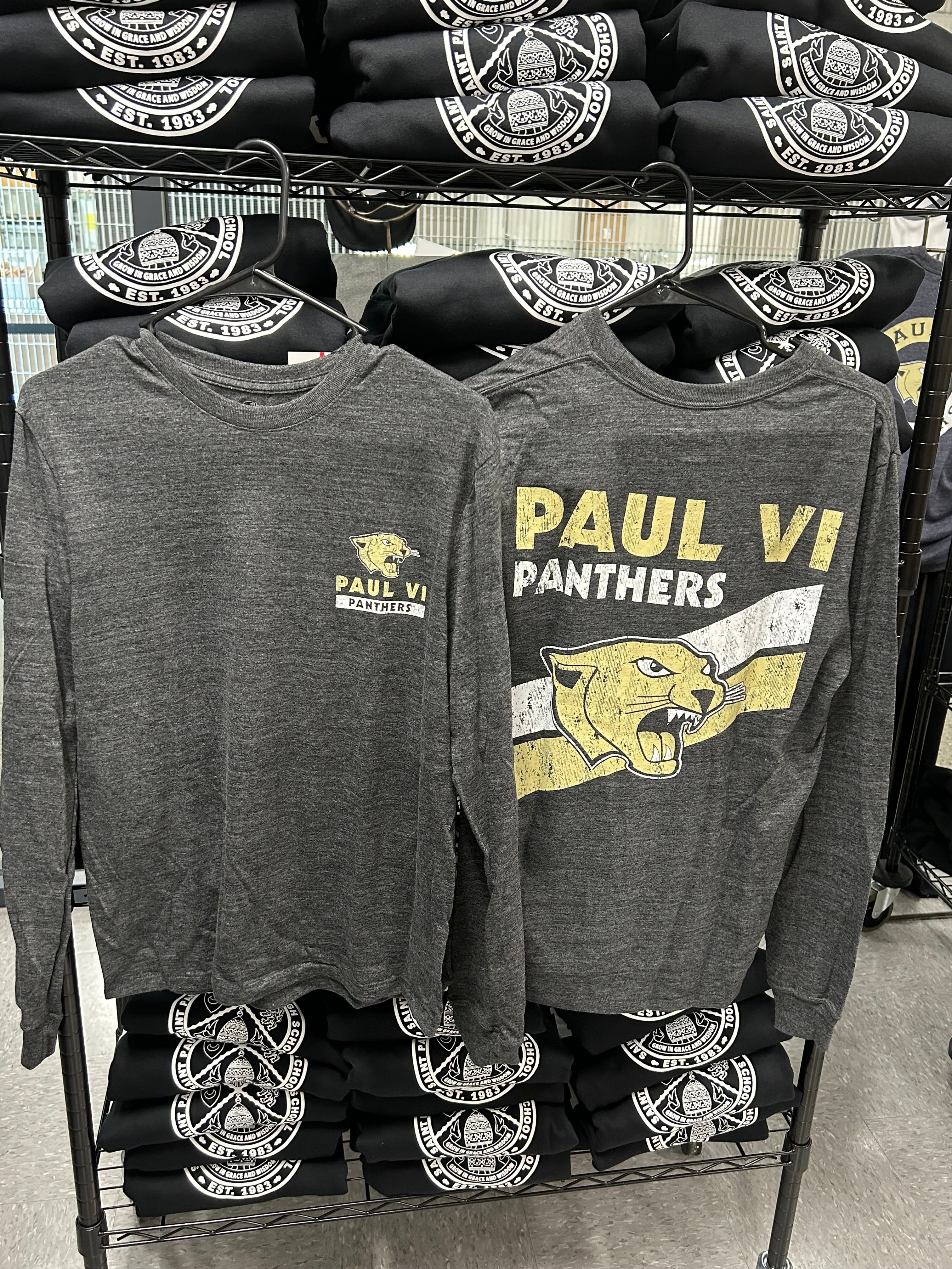 LS Champion Dark Grey Tshirt (two side print) | Paul VI Panther Den Store